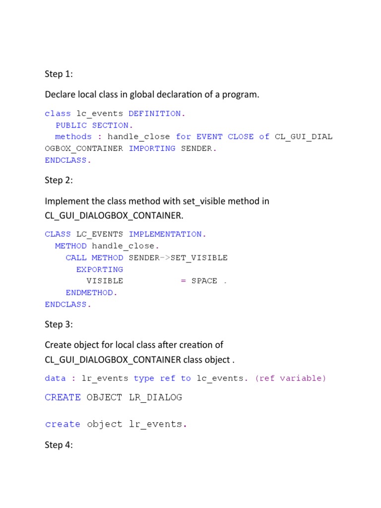 Class Public Section Methods For Event Close of Importing Endclass | PDF | Object (Computer ...