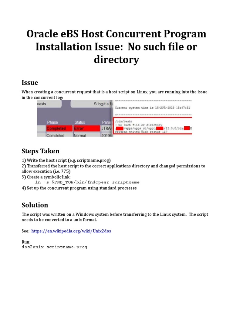 Oracle eBS Concurrent Request Host Program Issue Resolution | PDF