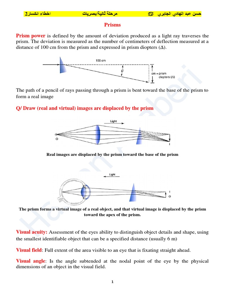 Understanding Visual Acuity Factors | PDF | Visual Acuity | Prism