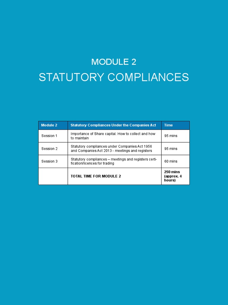 Statutory Compliances Under The Companies Act Time | PDF | Articles Of Association | Board Of ...