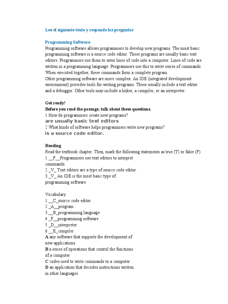 Material de Apoyo 3 Reading Comprehension | PDF | Computer Program ...