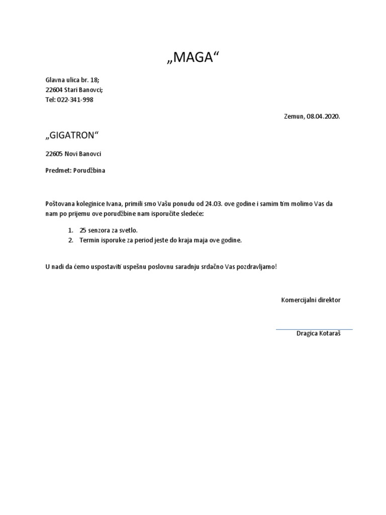 PORUDŽBINA | PDF