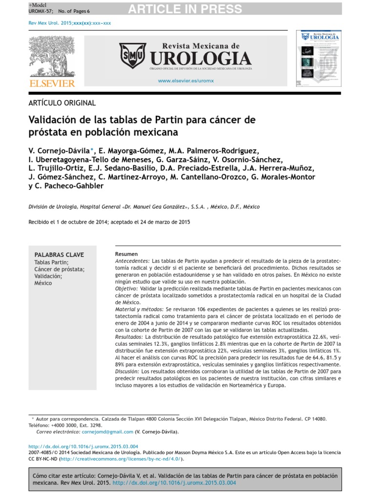 Validacion de Las Tablas de Partin para Cancer de | PDF | Cancer de ...