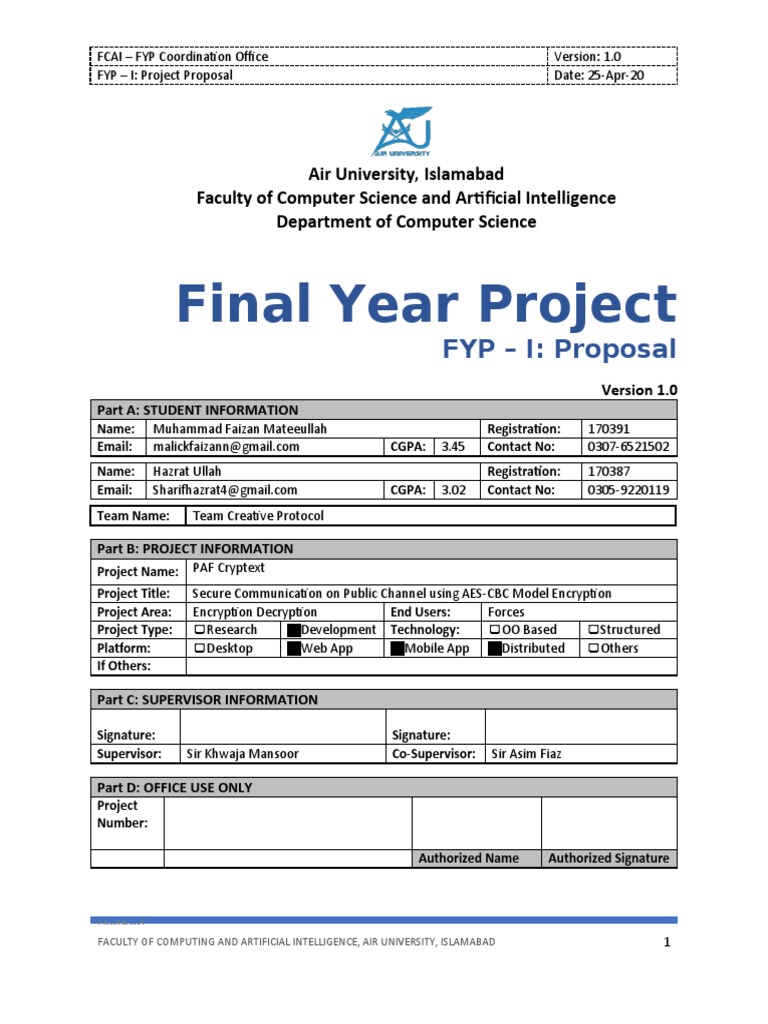 FYP-I Project Proposal F | PDF | Encryption | System