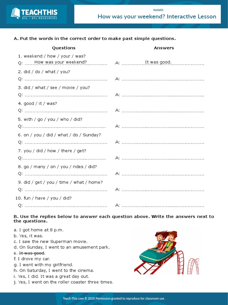 How Was Your Weekend Interactive Lesson | PDF | Language Arts & Discipline