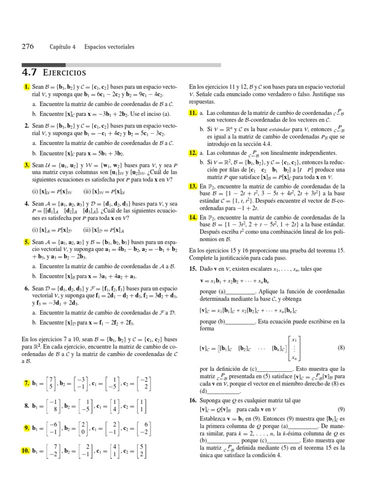 Ejer4 7 | PDF | Espacio vectorial | Matriz (Matemáticas)