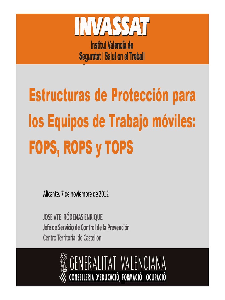 Estructuras de protección para equipos móviles: FOPS, ROPS y TOPS | PDF ...