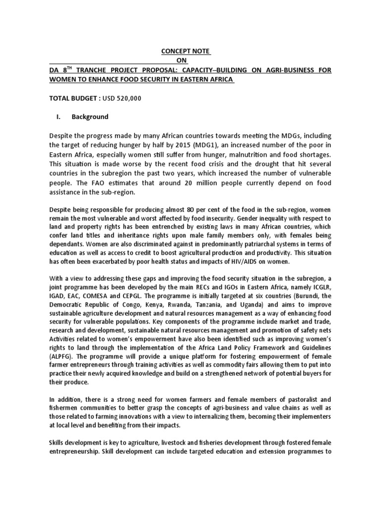 1213AV ECA Concept Note Food Security Women | PDF | Food Security ...