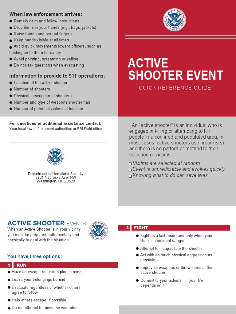 Active Shooter Pamphlet 508 PDF | PDF | Law Enforcement | Crime & Violence