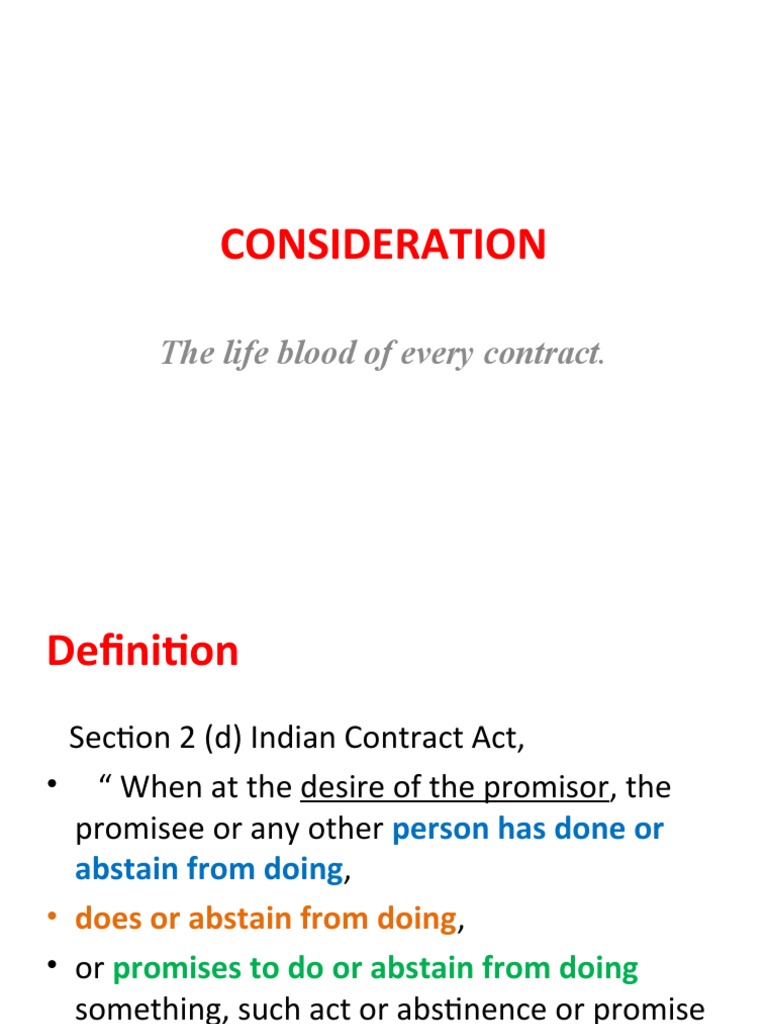 Consideration: The Lifeblood of Contracts and Essential Legal Rules Regarding Consideration ...