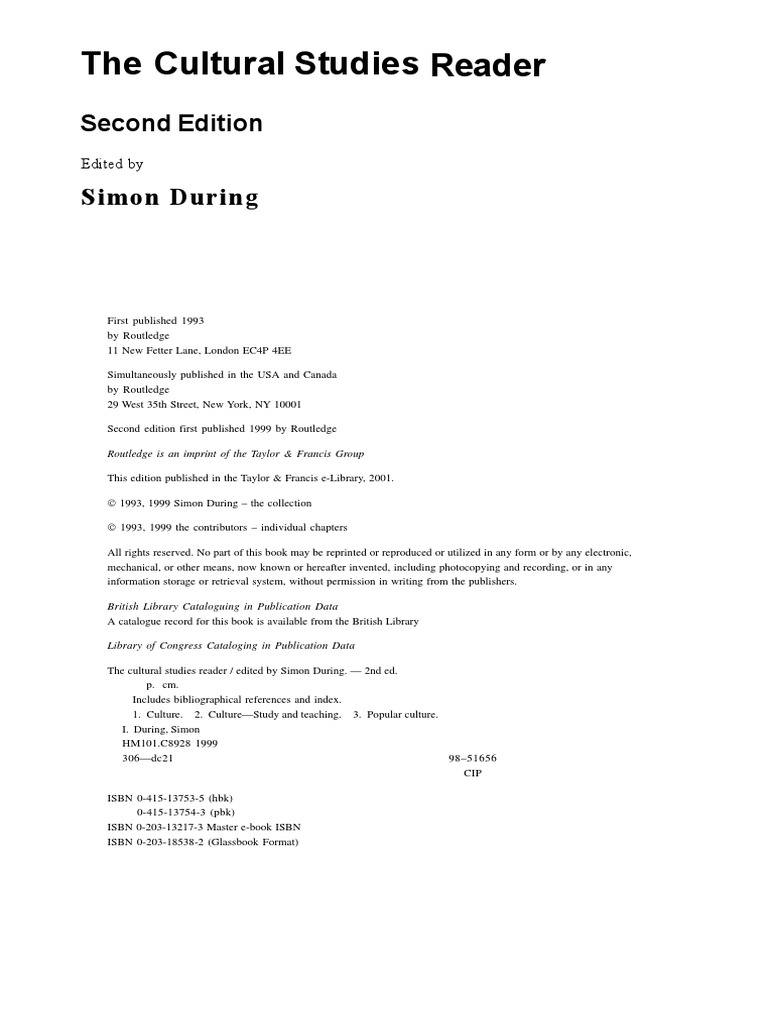 The Cultural Studies Reader: Second Edition Simon During | PDF ...