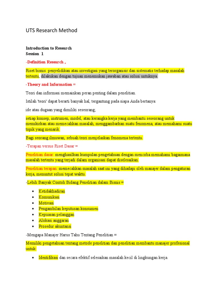 Rangkuman UTS Research Method | PDF | Karier & Perkembangan