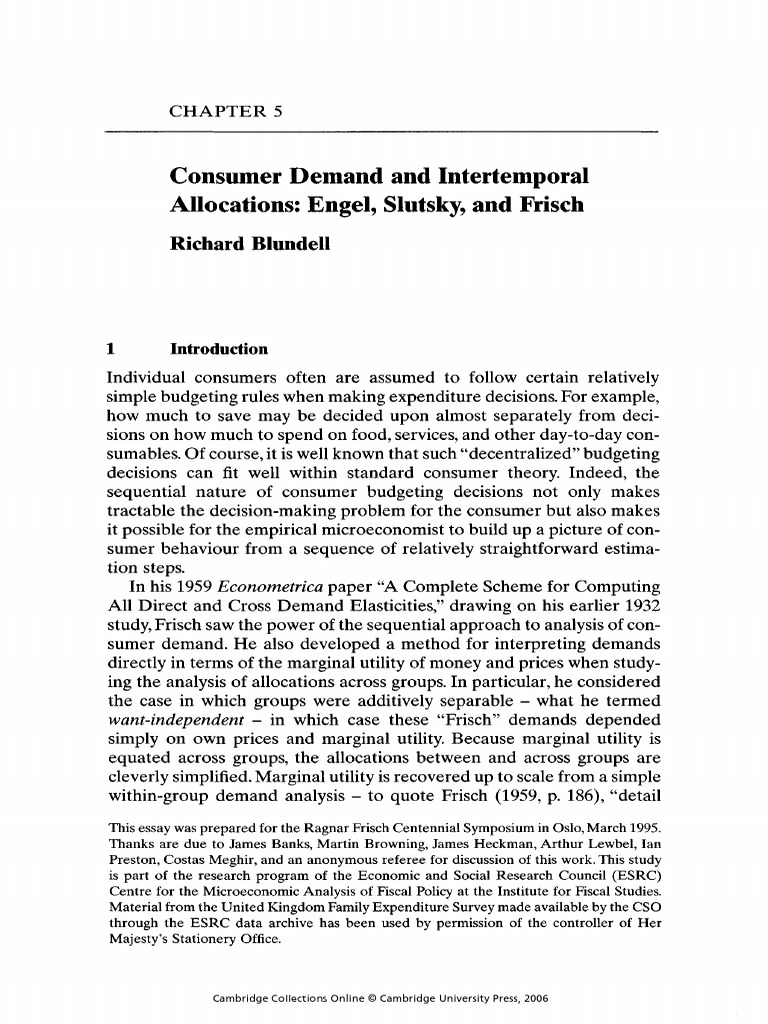 Consumer Demand and The Intertemporal Allocation | PDF | Regression ...