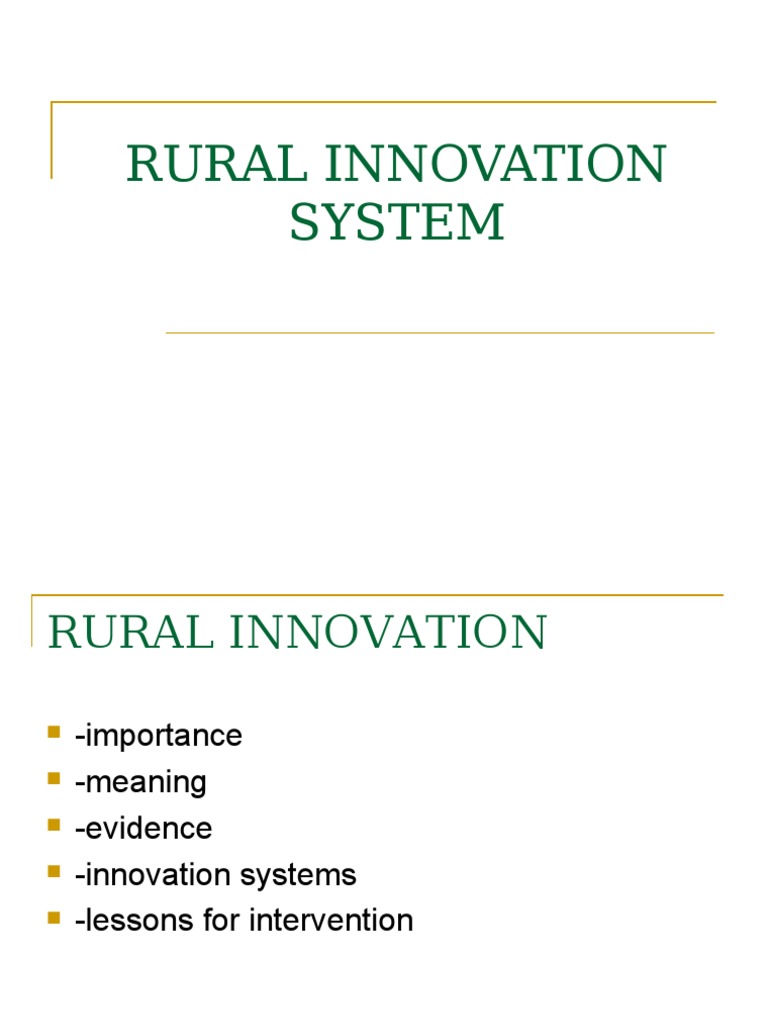 Rural Innovation Insights | PDF | Innovation | Governance