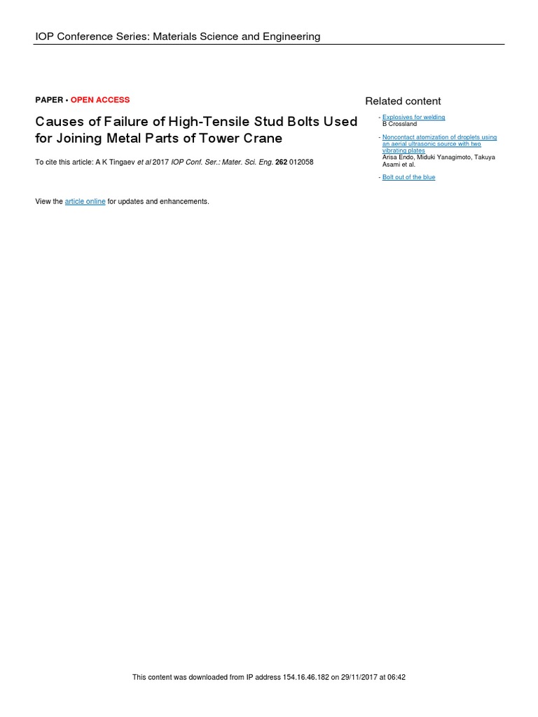 Causes of Failure of High-Tensile Stud Bolts Used | PDF | Fracture ...