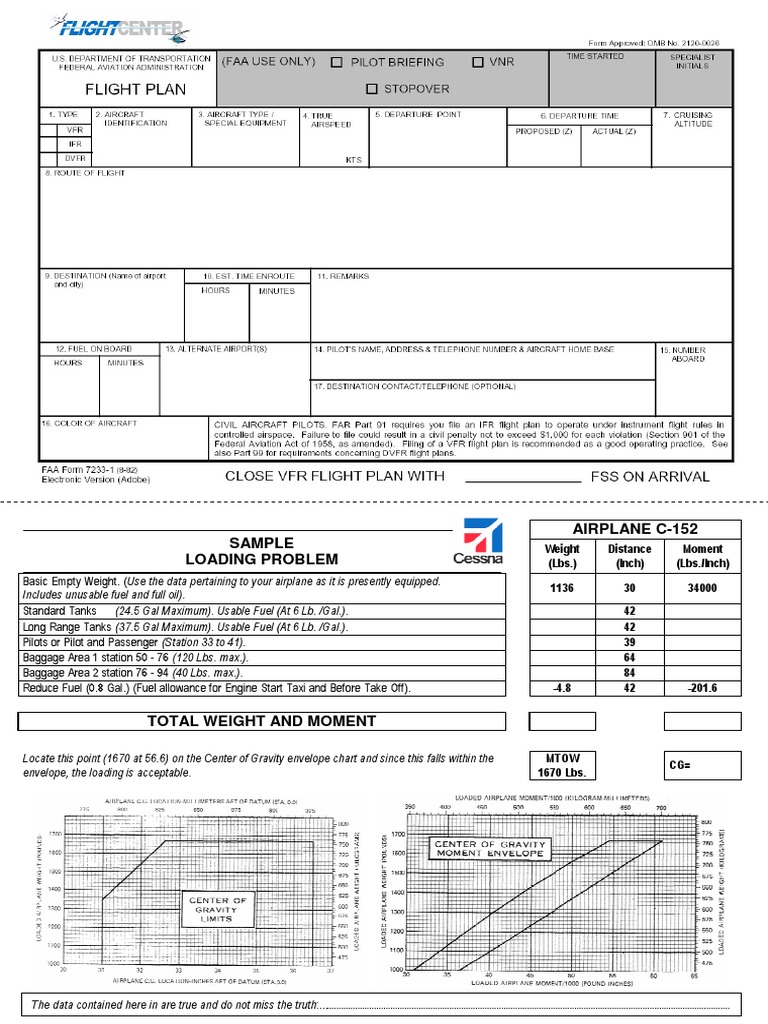 Sample Loading Problem Sample Loading Problem Airplane C-152 | PDF ...