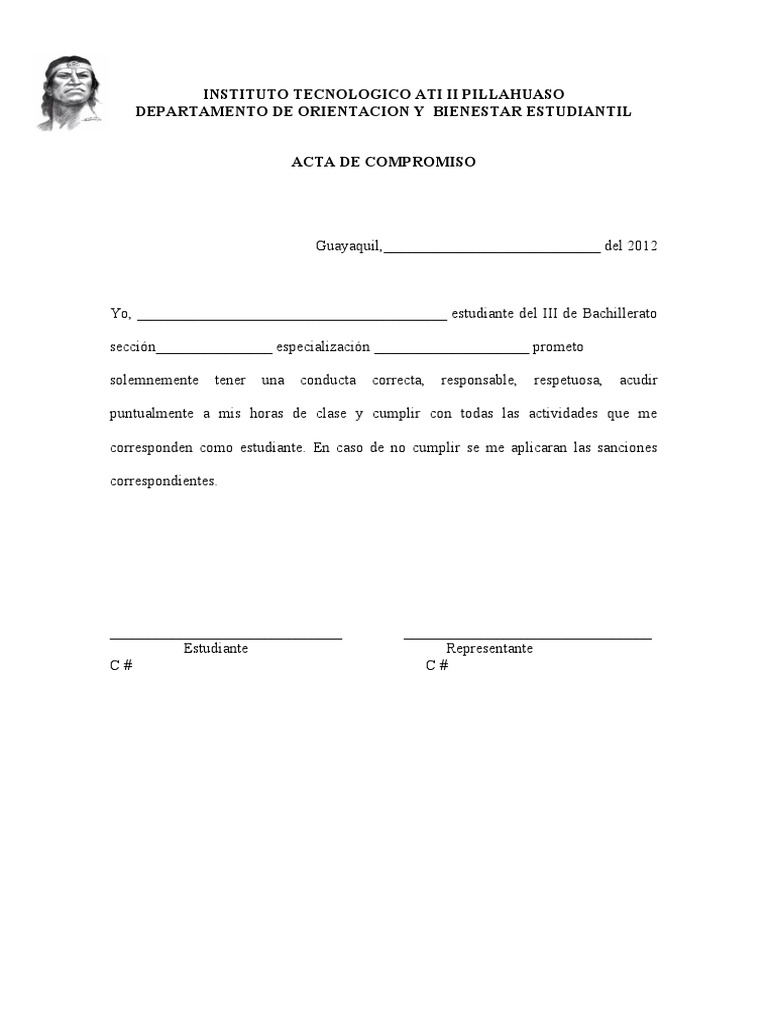 Acta de Compromiso Estudiante | PDF