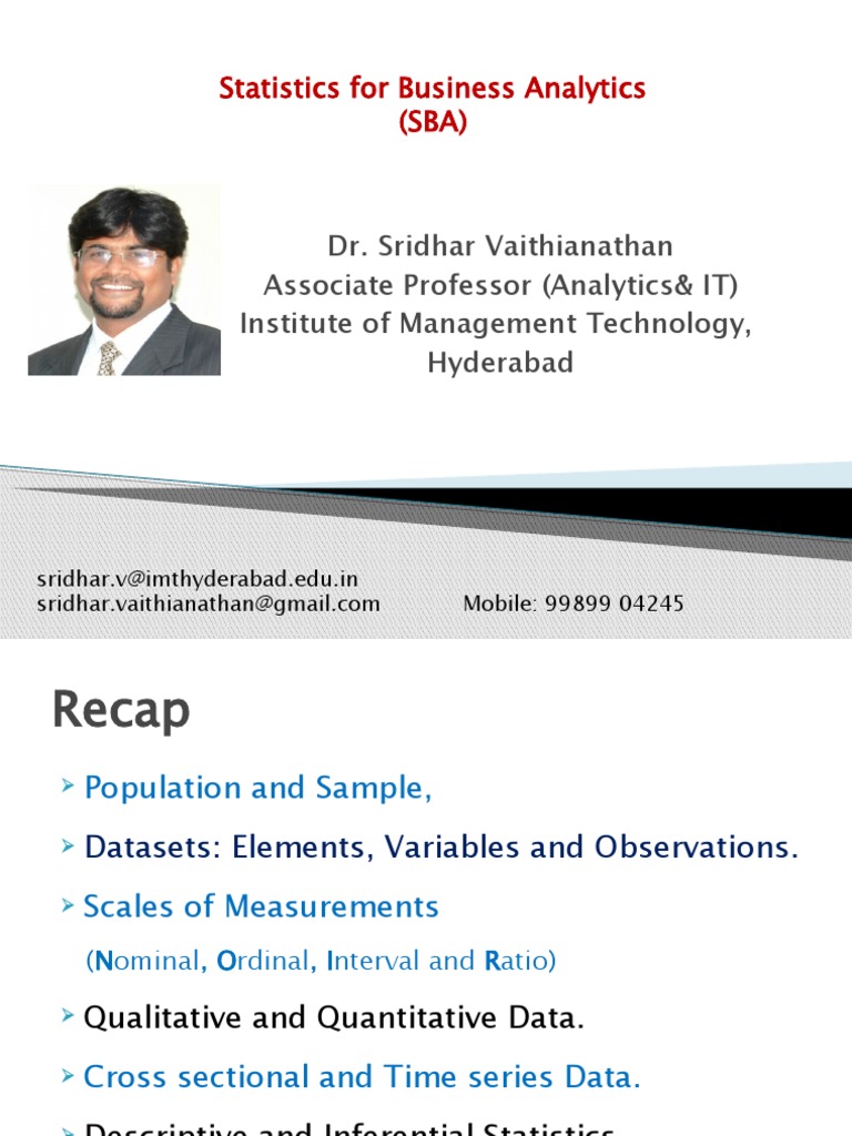 Statistics For Business Analytics (SBA) | PDF | Mean | Correlation And ...