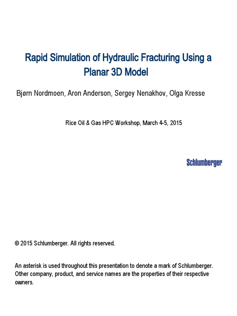Rapid Simulation Of Hydraulic Fracturing Using A Planar 3d Model Download Free Pdf Graphics