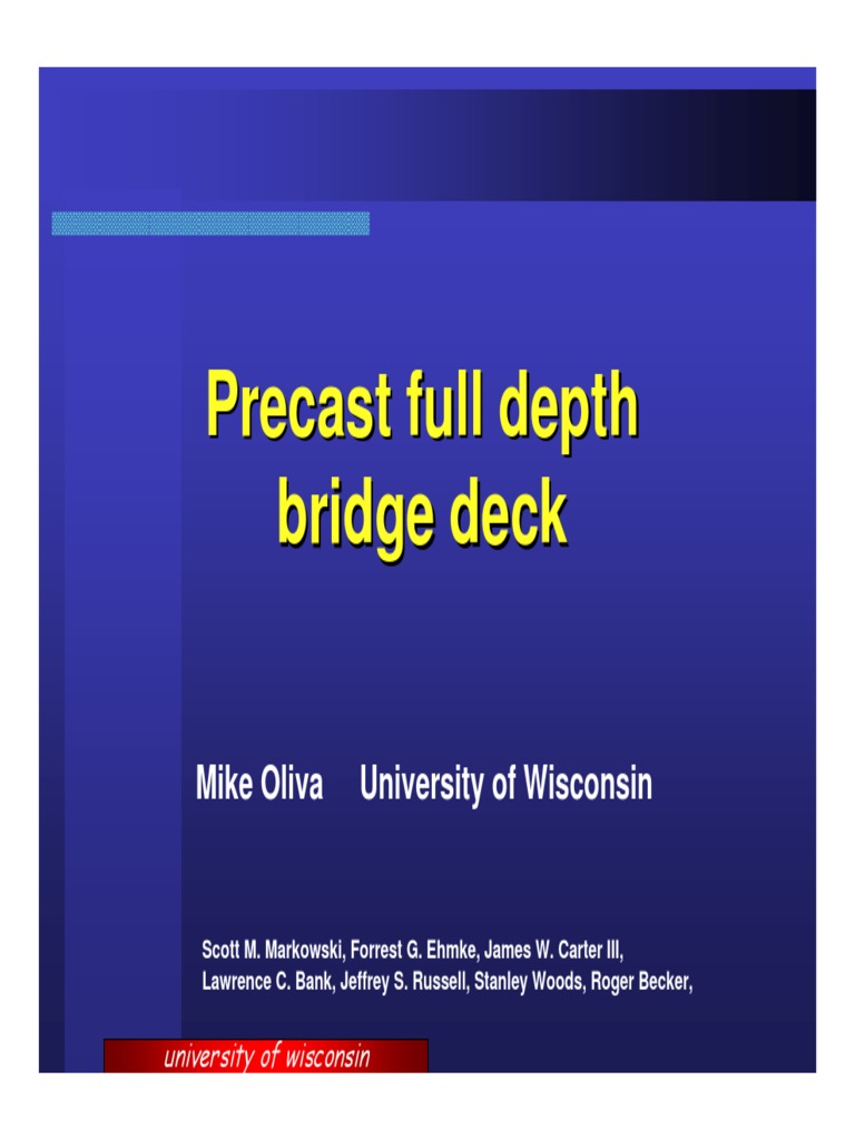 Precast Full Depth Bridge Deck | PDF | Prestressed Concrete | Precast ...