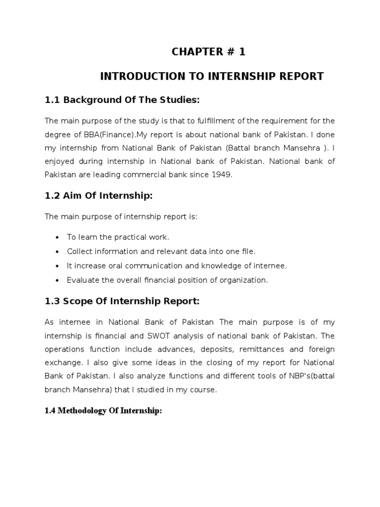 Introduction To Internship Report: Chapter # 1 | PDF