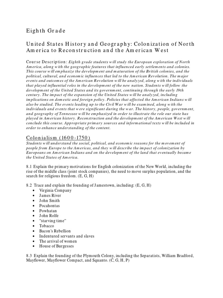 SS Eighth Grade FD | PDF | Reconstruction Era | United States Bill Of ...