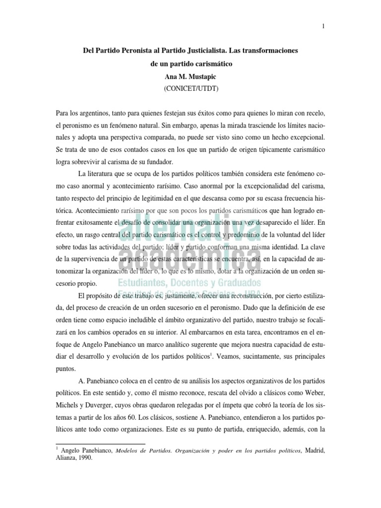 Mustapic, A. M. - Del Partido Peronista Al Partido Justicialista. Las ...