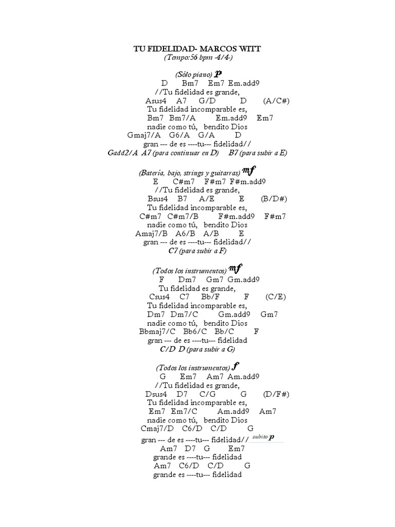 Tu Fidelidad - Marcos Witt | PDF