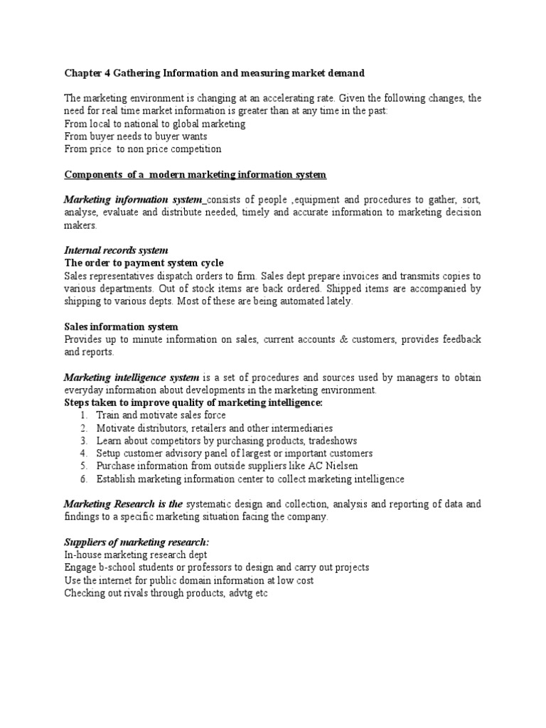 Chapter 4 Gathering Information and Measuring Market Demand | PDF ...