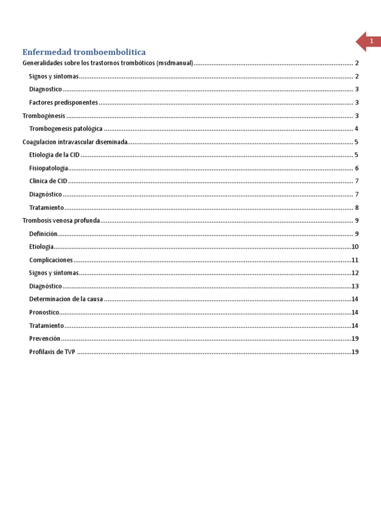 Enfermedad Tromboembolitica | PDF | Coagulación | Hemostasia
