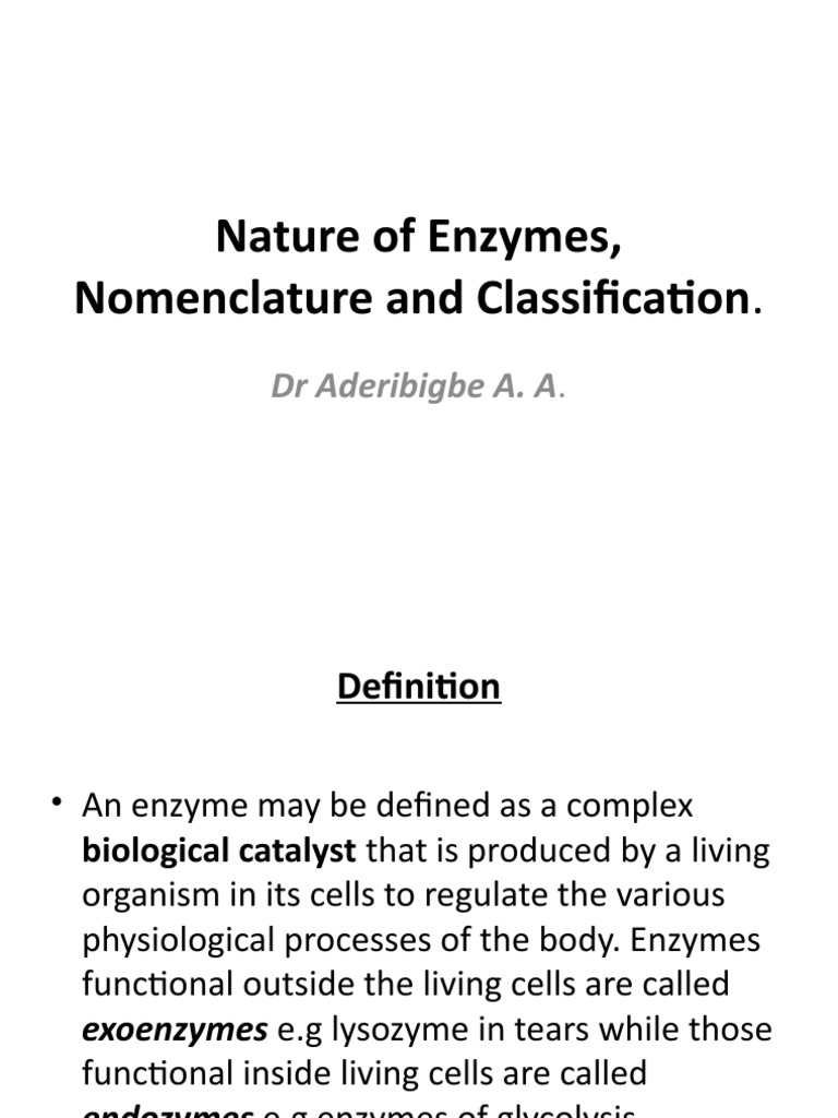 Nature of Enzymes, Nomenclature and Classification | PDF | Cofactor ...