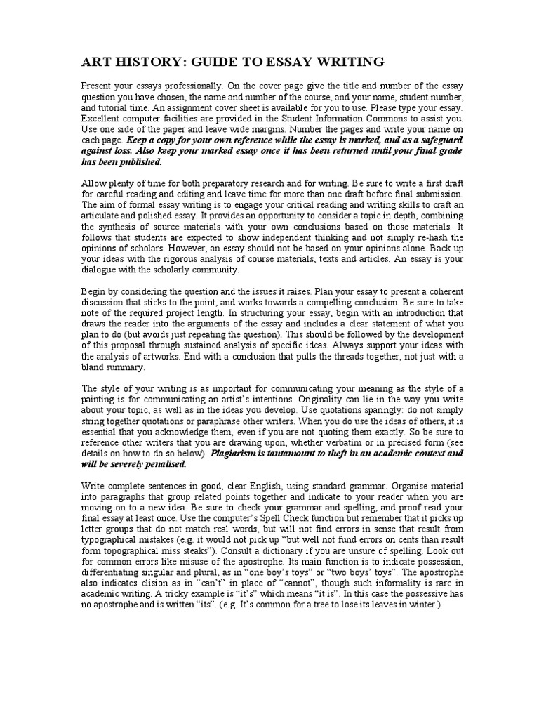 Art History Essay Writing Guide | PDF | Citation | Essays