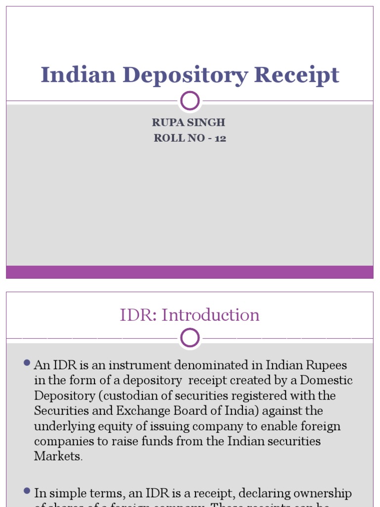Indian Depository Receipt1 | PDF | Securities (Finance) | Stocks