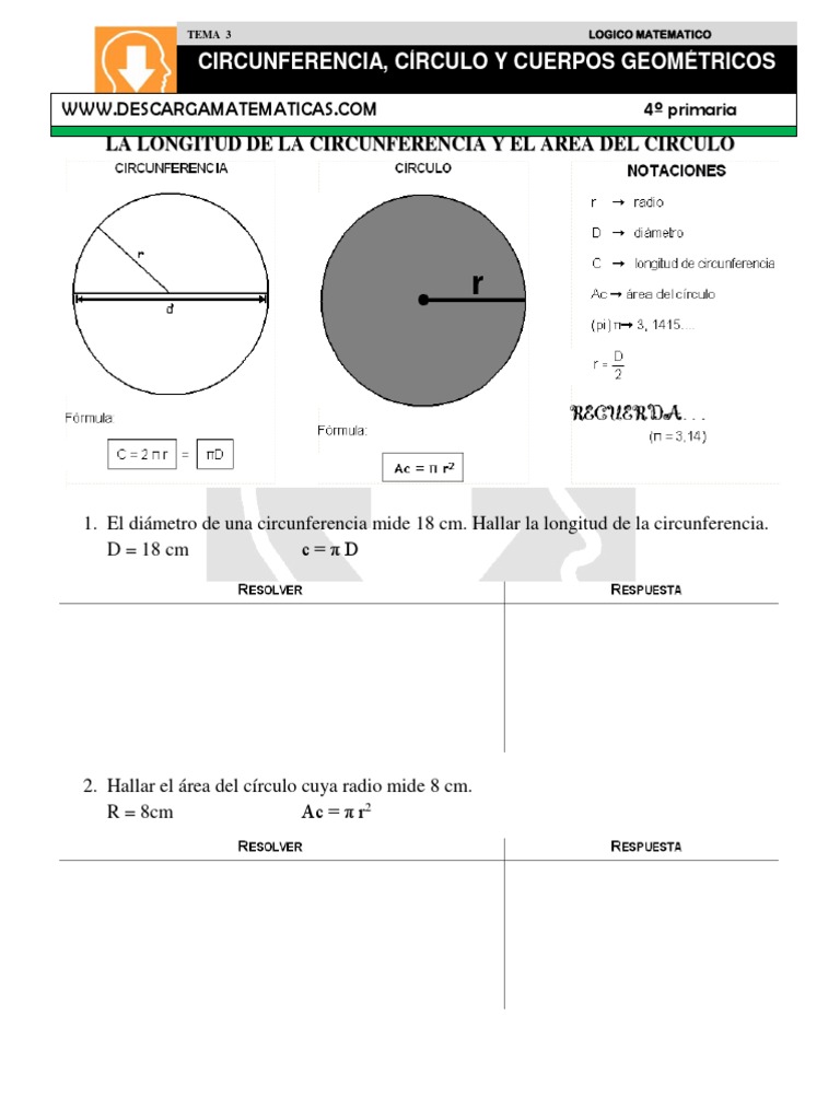 03 Circunferencia Círculo y Cuerpos Geométricos Cuarto de Primaria ...