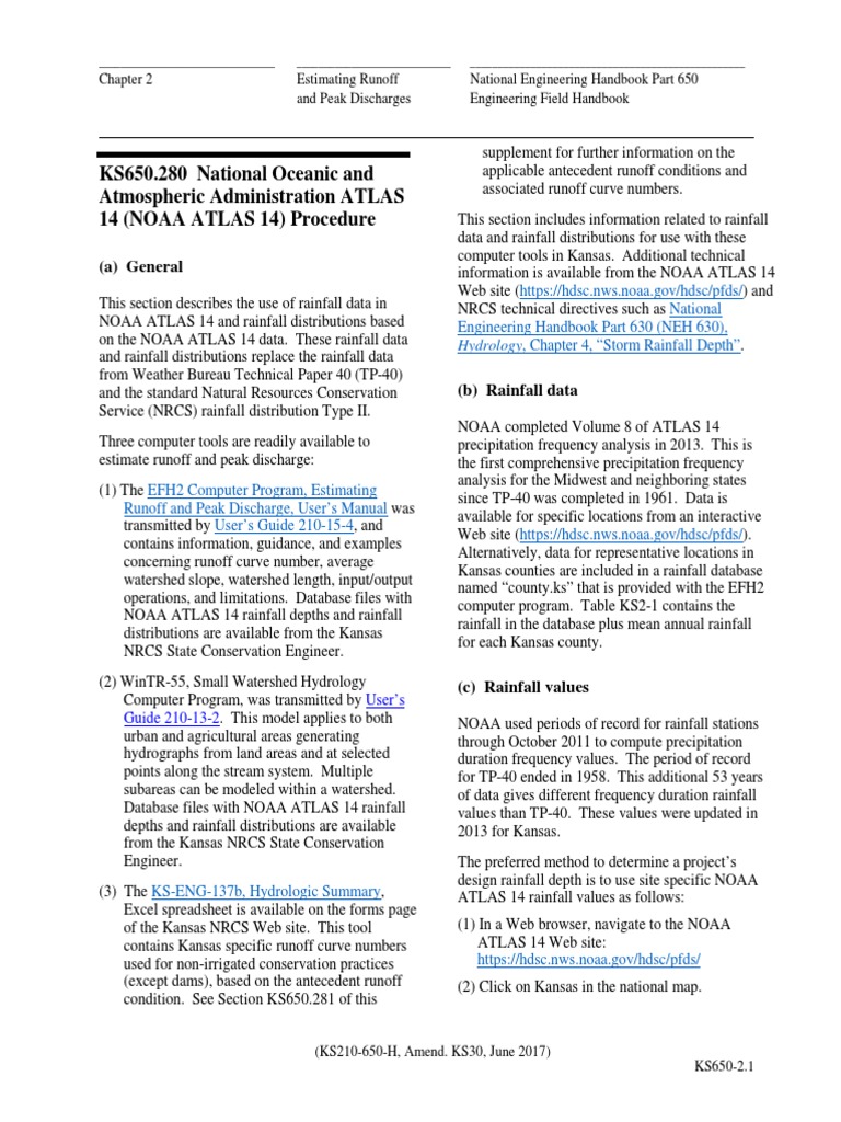 KS650.280 National Oceanic and Atmospheric Administration ATLAS 14 ...