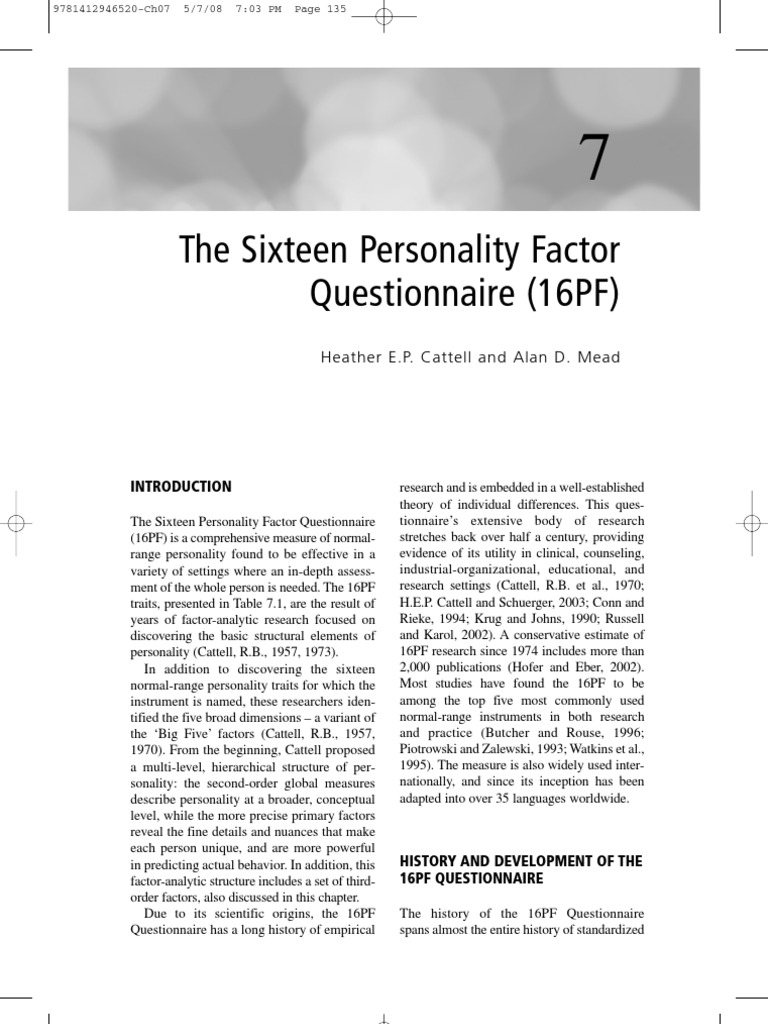 Overview of the 16PF Questionnaire | PDF | Social Science
