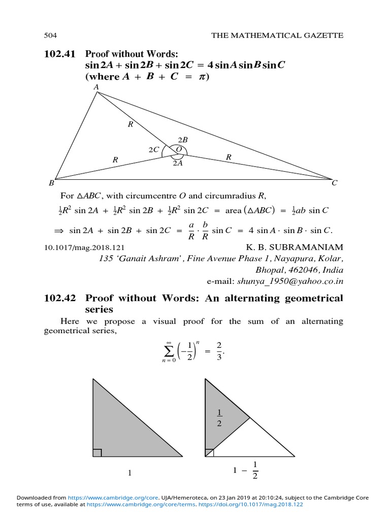Visual Proofs of Mathematical Identities: Exploring Geometrical ...