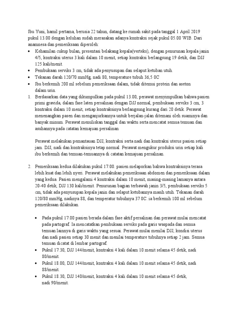 Kasus Partograf. Ibu Yuni | PDF