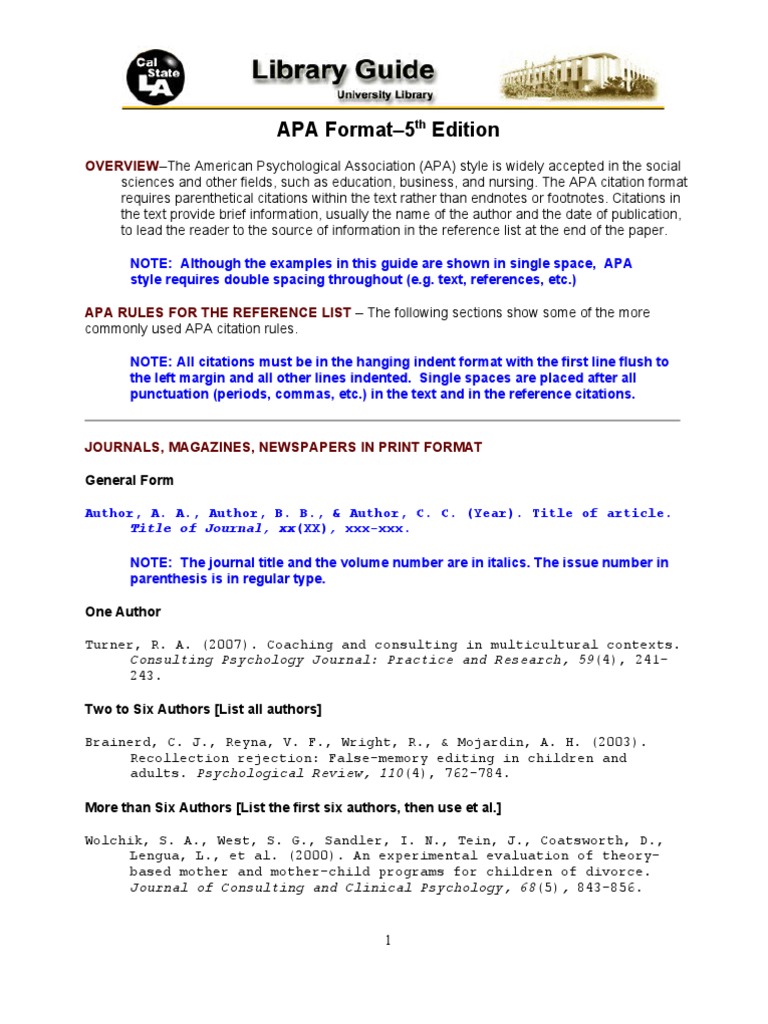 APA Citation Format Guide | PDF | Citation | World Wide Web