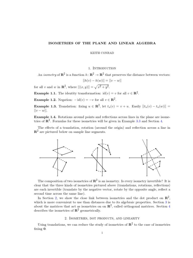 Linear Algebra and the Geometry of Isometries: An Exploration of the ...