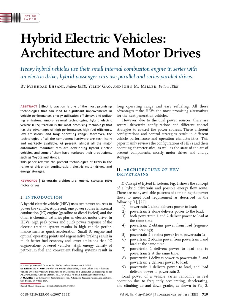 An In-Depth Review of Hybrid Electric Vehicle Architectures and Motor ...