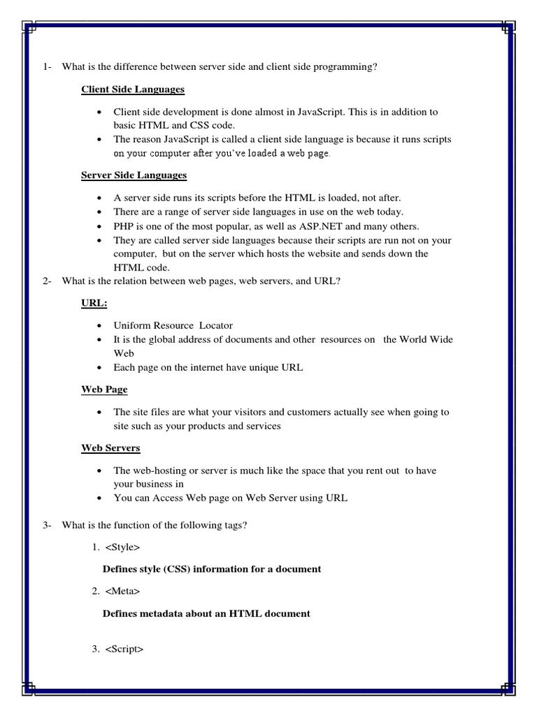 Client Side Languages | PDF | Web Page | World Wide Web