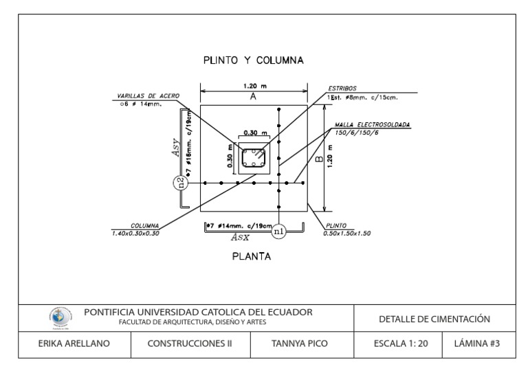 Detalle Columna y Plinto Vista en Planta Esc - 1:20 | PDF