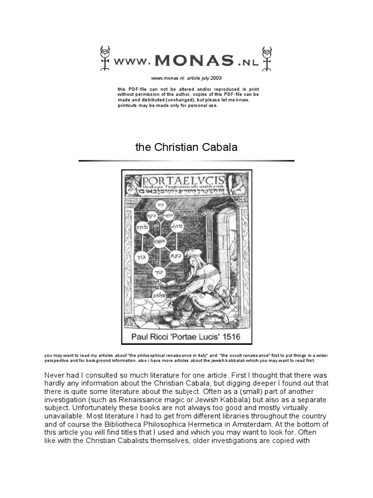 Christian Cabala | PDF | Kabbalah | Tetragrammaton