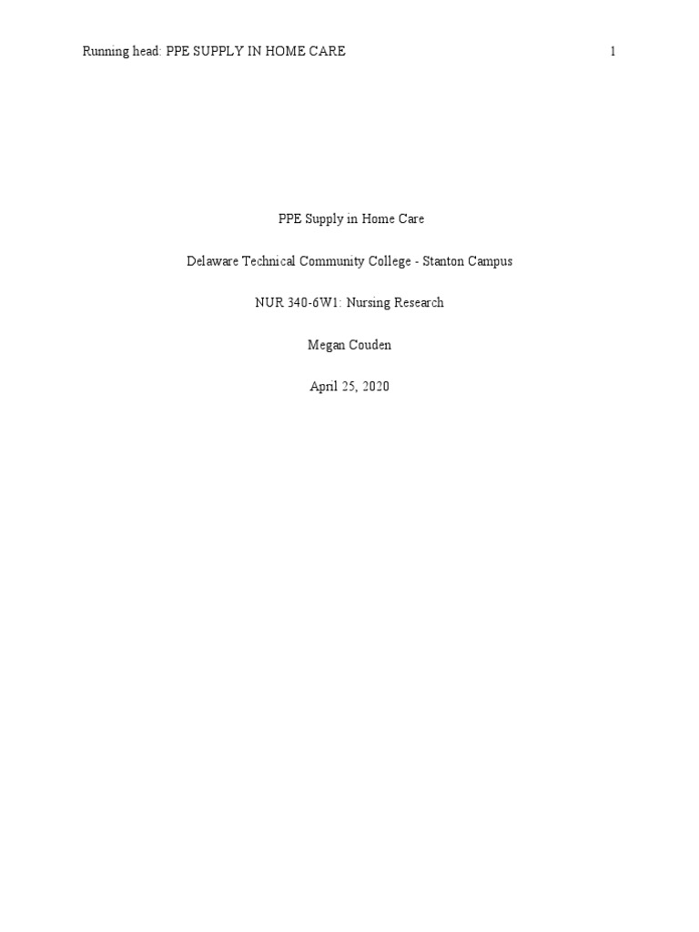 Home Care PPE Supply Challenges | PDF | Infection Control | Personal ...