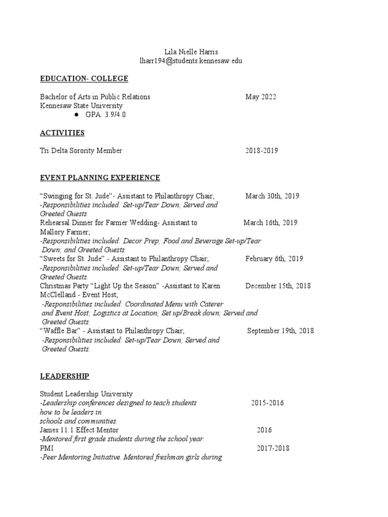 Lila Harris Resume Word 1 | PDF