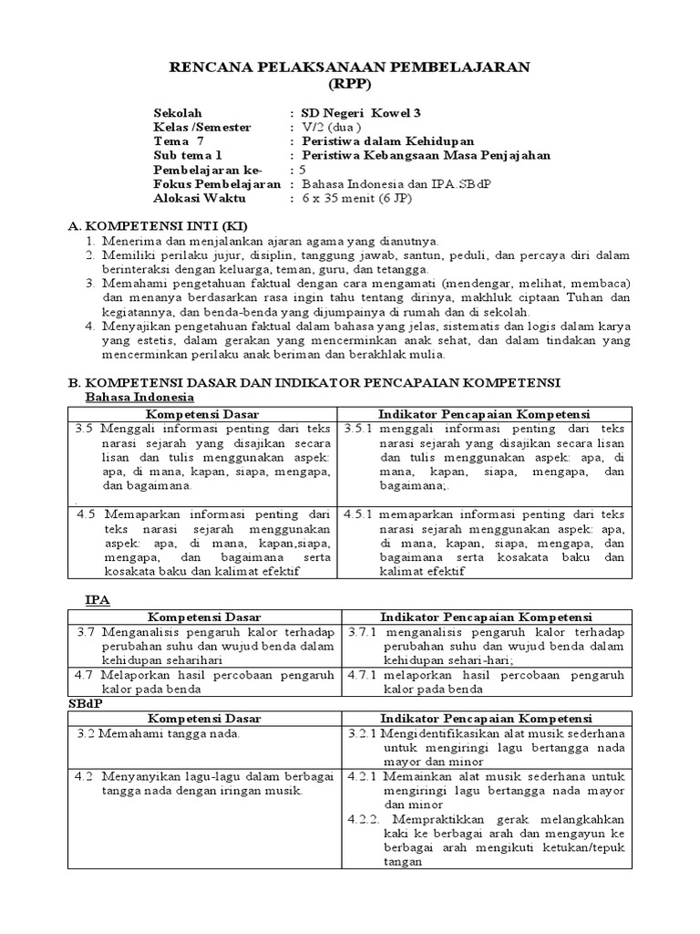 Rencana Pelaksanaan Pembelajaran (RPP) | PDF