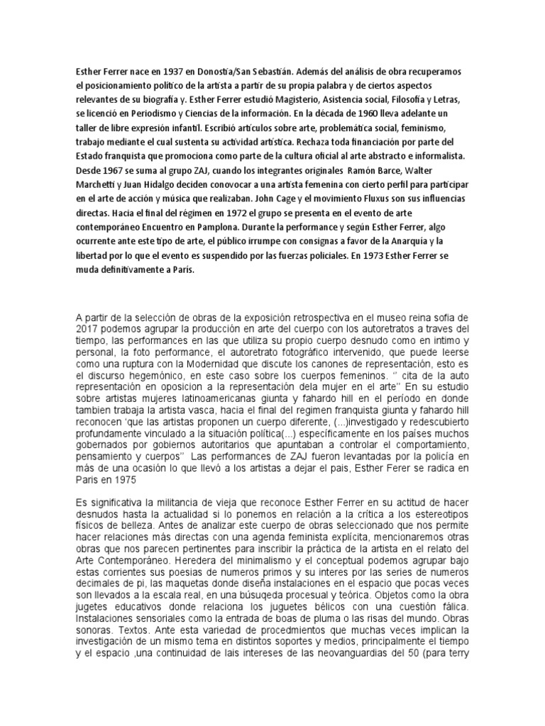 Esther Ferrer | Descargar gratis PDF | Arte de performance | Artes ...
