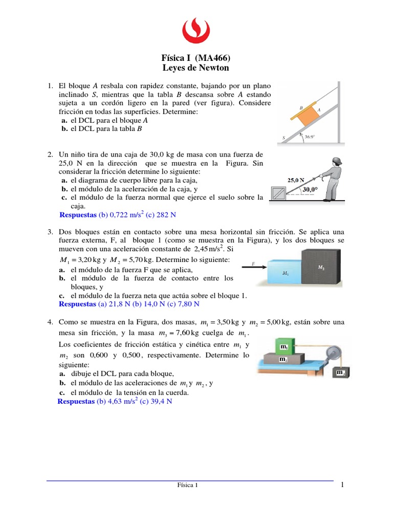 Ejercicios sobre las Leyes de Newton | PDF
