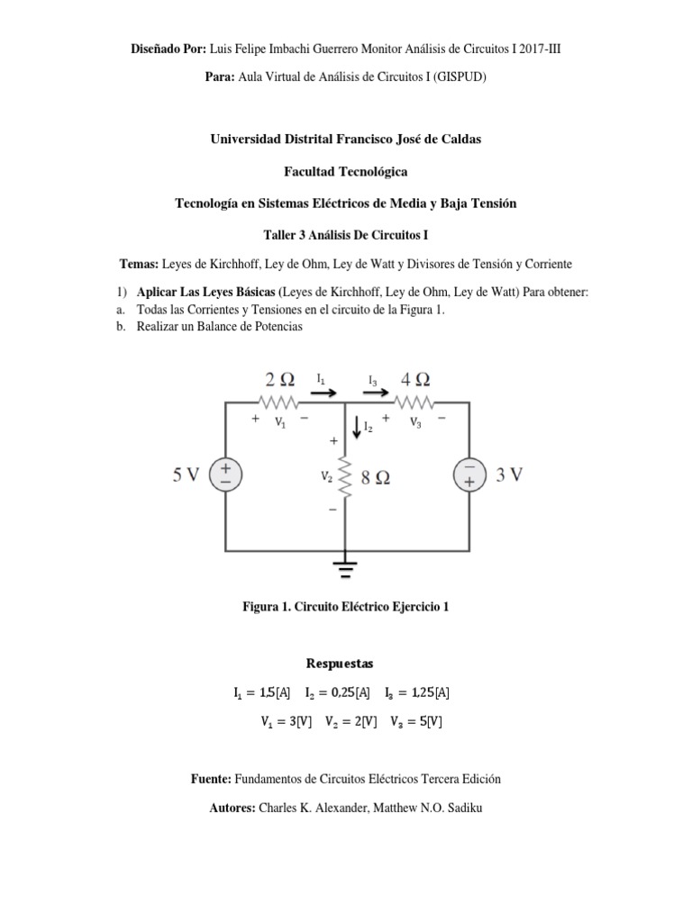Taller 3 Análisis De Circuitos I Descargar Gratis Pdf Análisis De